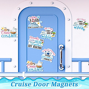 Geiserailie 5 Pcs Cruise Door Magnets Funny Cruise Ship Door Magnets Magnetic Cruise Door Magnet Sticker Decorations, 7.6 x 6.2 Inch (Fresh Style)
