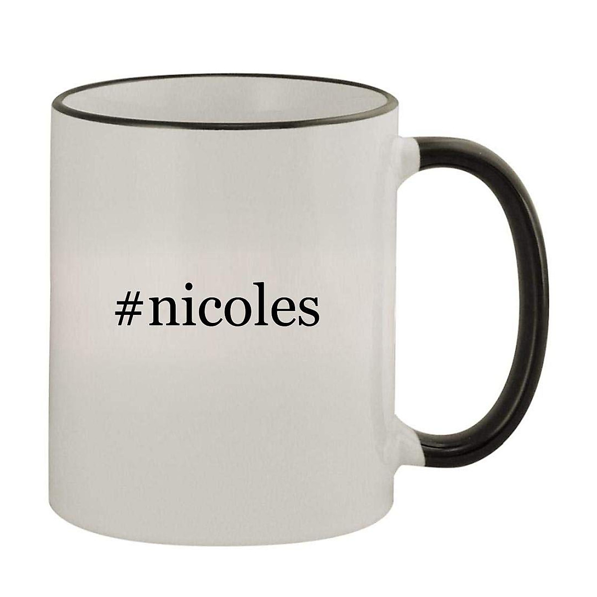Knick Knack Gifts #nicoles - 11oz Colored Handle and Rim Coffee Mug, Black