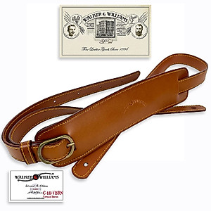 Walker And Williams C-18-VBRN Vintage Brown Premium Grain Leather Slash Guitar Strap With Deluxe Soft Suede Pad For Acoustic, Electric, And Bass Guitars