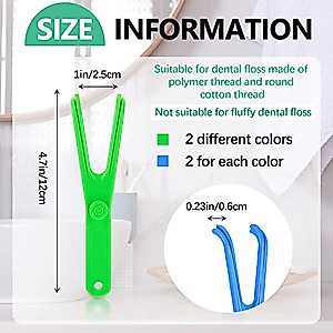 Dental Floss Holder Reusable Flosser Reusable Floss Handle Holder Flossmate Handle for Oral Clearing, Blue, Green (4 Pieces)