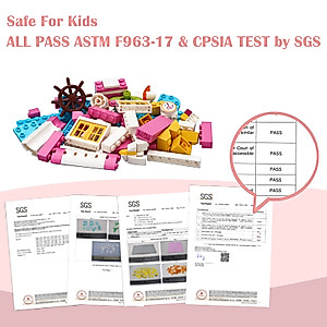 Tblicked Girls Friends Lighthouse Building Toys, Seaside Villa Building Sets 412 Pieces, Beach Fun with Friends Fishing Surfing, Summer Holiday Island Adventures Play Set Gift for Kids Aged 6-12