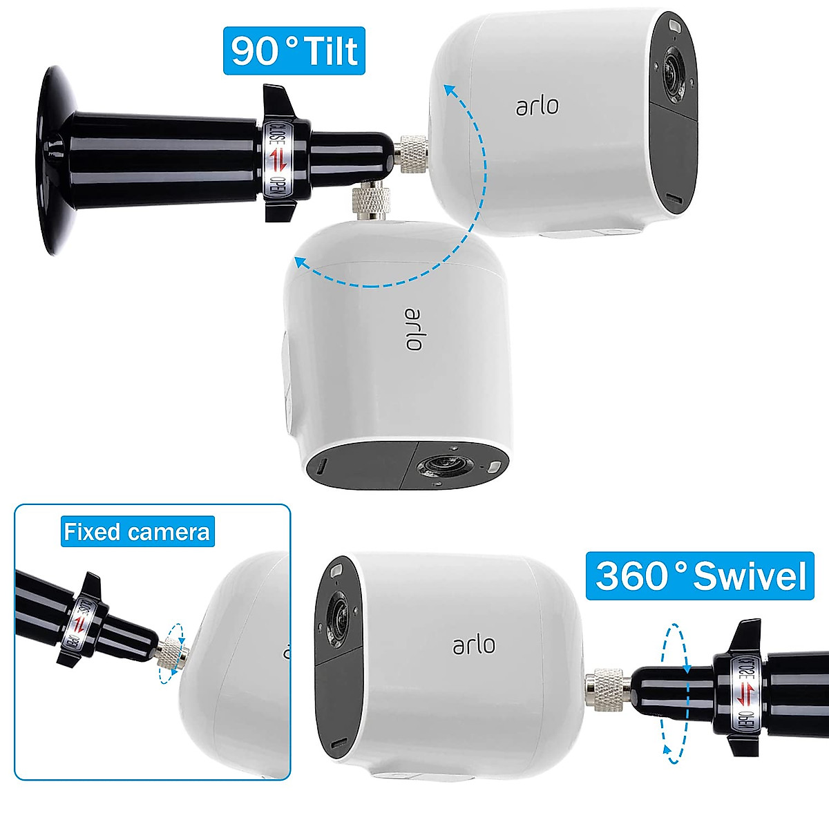 Haoyou Mount Mounting Bracket Adjustable Mount Outdoor Indoor Equipped for Arlo Arlo Essential Arlo Pro Arlo Go Arlo Pro 2/pro 3/Arlo Ultra 2 (2 Pack Black)