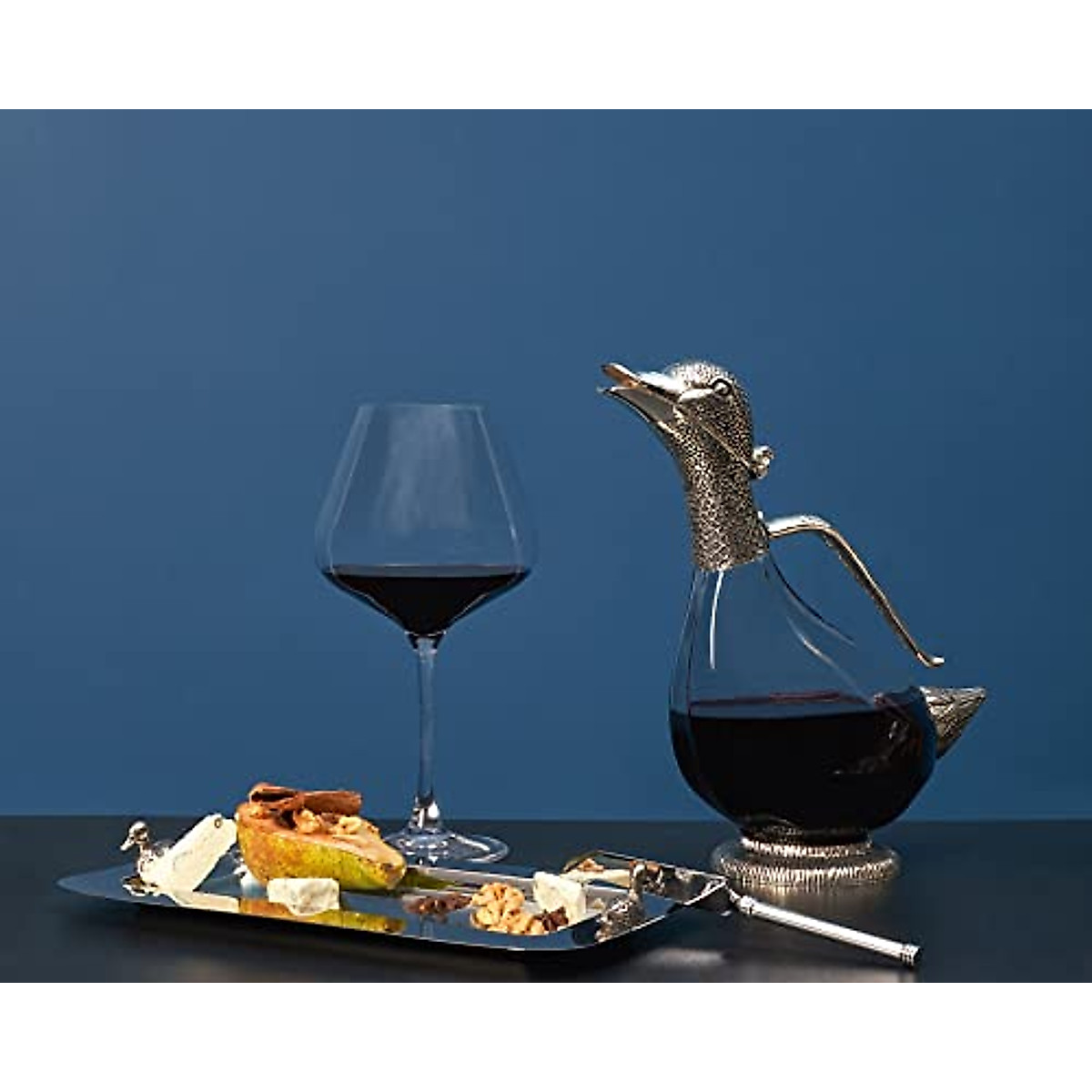 Rigeli Regent Silverplated Duck Decanter 25.3 oz, 750ml Red Wine Carafe, Wine Gift, Wine Accessories Decanter for Wine, Men/Women's Good Gift on Special Day