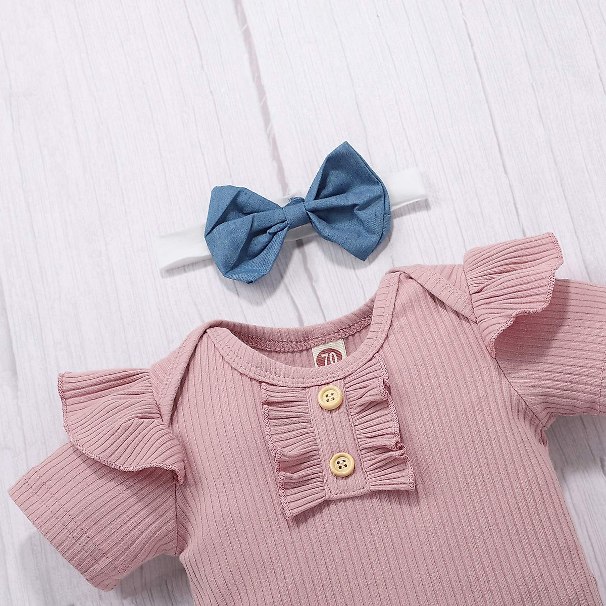 EQSJIU Newborn Baby girl outfits infant rompers 0-3 months summer clothes pants cotton bow headband pants shorts 3pcs set pink blue