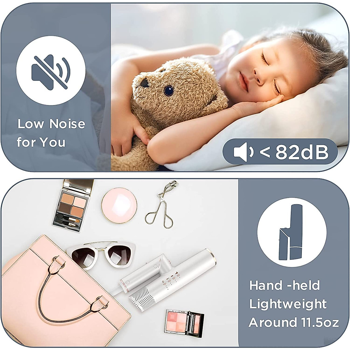 Maxfoxe Hair Dryer for Women, Blow Dryer Set 9 Modes Foldable Ionic Professional High Speed Fast Drying Brushless Compact Blower Magnetic Concentrator Nozzle Diffuser Attachment for Home,Hotel,Salon