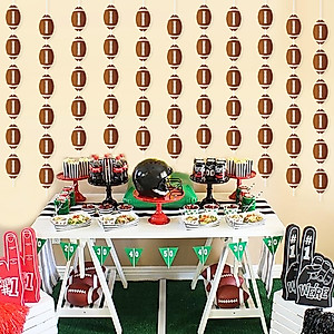 FAKTEEN 6 Pcs Football Garland Banner Football Party Decorations Football Cutouts Hanging Swirls for Birthday Party Supplies Assembled Sports Themed Home Classroom Party Decor Favors