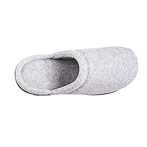 isotoner Women's Terry Slip On Clog Slipper with Memory Foam for Indoor/Outdoor Comfort, Heather Grey Rounded, 9.5-10
