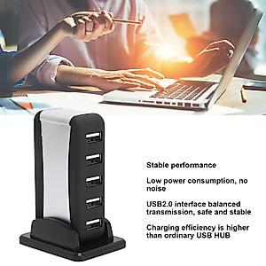Kafuty-1 7 Ports USB Hub 2.0 Hub, USB 480 Mbps High‑Speed Extender Data Hub Splitter, with Power Supply, for PC, Laptop, Desktop, Windows Vista/XP/Me/ 2000/98, etc(US)