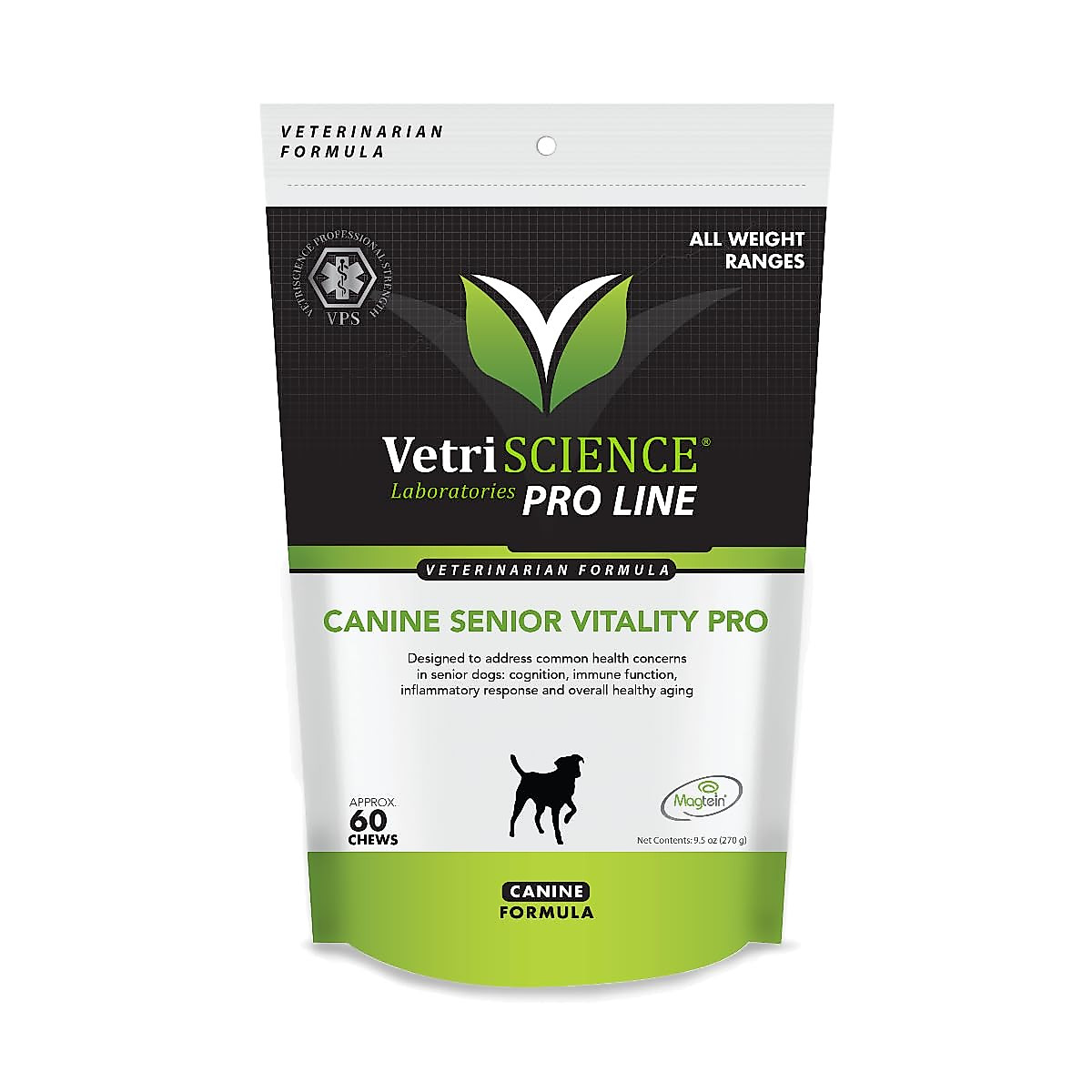 VetriScience Canine Senior Vitality Pro - Advanced Multivitamin Supplement for Senior Dogs - Immune Health & Metabolic Support - Wellness Formula Aids Healthy Aging & Brain Health for Dogs - 60 Chews