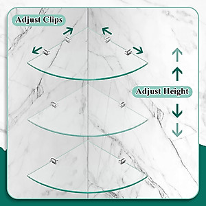 Crowye 2 Pack Glass Corner Shower Shelves 2 Tier Shelves Shower Caddy Shelf Wall Mounted Shelves for Inside Shower with Aluminum Brackets for Shampoo and Soap Organizer