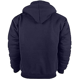 IGEEKWELL Hoodies for Men Full Zip Up Heavyweight Sweatshirt - Sherpa Lined Winter Jacket, Navy, S