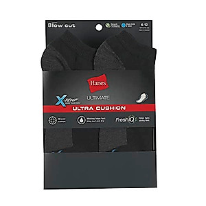 Hanes Mens Max 6 And Ultimate 8-Pack Ultra Cushion FreshIQ Odor Control With Wicking Low Cut Socks, Black, Black - 8 Pack, 6-12 US