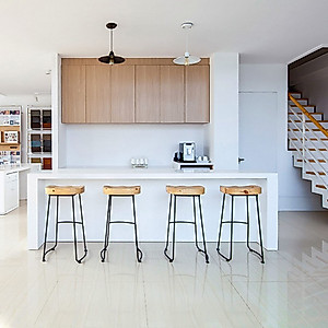 Wood Dining Chairs Set of 2 - Wooden Armless Kitchen Chairs with Black Metal Legs, Non-Slip Foot Pads, Farmhouse Style High Ladder Back Wooden Dining Room Chairs