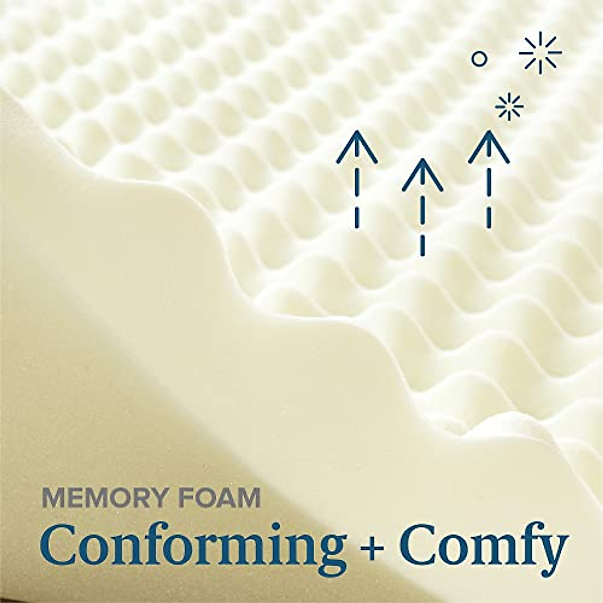 ZINUS 3 Inch Copper Cooling Memory Foam Mattress Topper with Airflow Design, King White