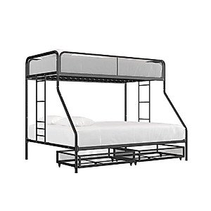 DHP Joslin Twin/Full Bed with Storage, Black Metal Bunk