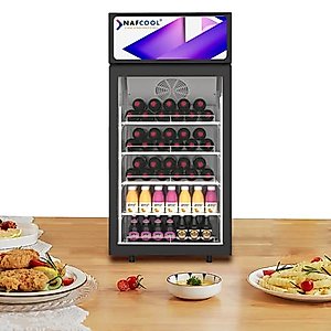 NAFCOOL Sub Zero Commercial Beverage Refrigerator Cooler, 3 Cu Ft Mini Small Undercounter Countertable Refrigerator Drink Display Fridge with Glass Door Home or Sale Used,ETL & NSF Approval, 20" Wide