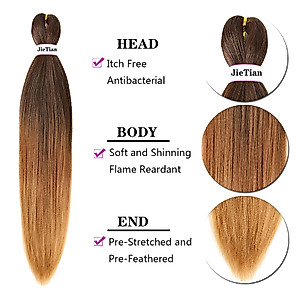 Liang Dian Pre Stretched Braiding Hair Ombre 30 Inch 8 Packs Synthetic Crochet Braids Hot Water Setting Professional Soft Yaki Texture Synthetic Hair Extensions(1B/30/27)
