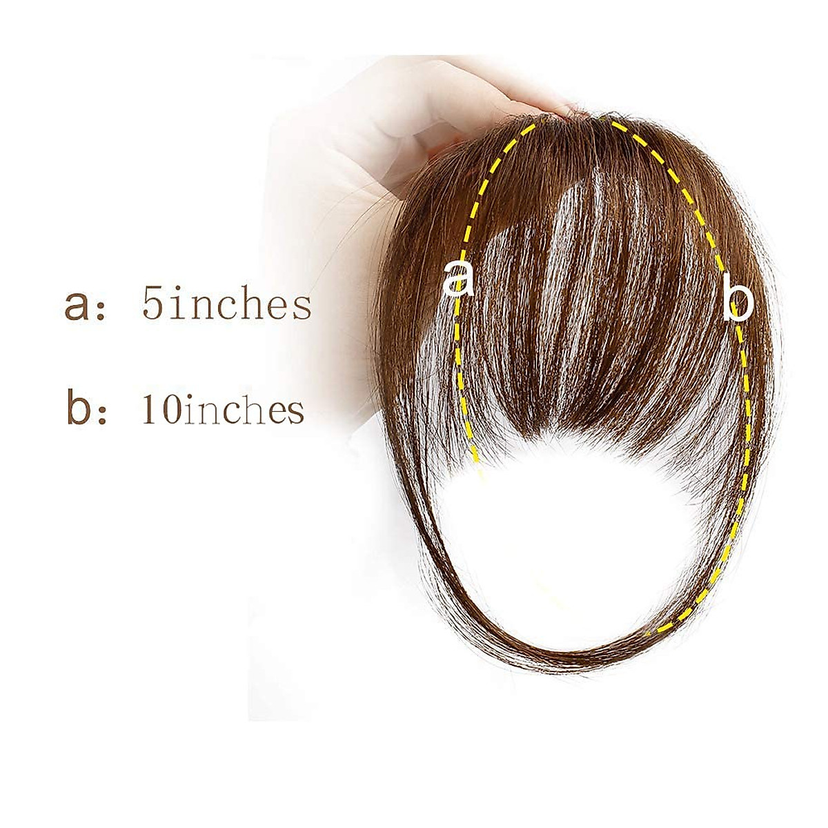 AISI QUEENS Clip in Bangs Real Human Hair Bangs Hair Clip on Bangs for Women Fake Bangs Fringe with Temples Bangs Clip Hair Extensions for Daily Wear (Wispy Bangs, Medium Brown)
