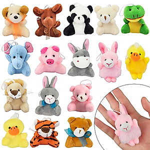 Evoio 16 Pack Easter Eggs with Plush Animals, Easter Eggs Filled with Mini Stuffed Animal Plush Toys for Kids, Toddler, Easter Egg Hunts, Basket Stuffers, Easter Party Favor Classroom Prize