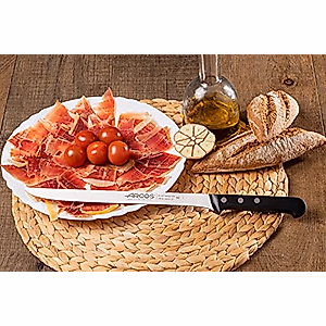 ARCOS Sharp Knife 9 Inch Stainless Steel. Carving Knife to Cut Ham and Meat. Ergonomic Polyoxymethylene Handle and 240mm Blade. Series Universal. Color Black