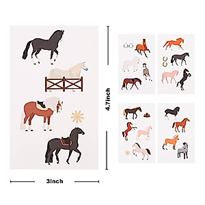 24 Sheets Horses Temporary Tattoos, Horses Birthday Decorations Party Favors