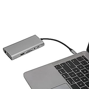 USB C Hub Adapter, 10 in 1 USB Hub with 1000M LAN Ethernet 4K HDTV VGA USB 3.0 Port PD Charging Port TF/SD Card Reader Audio Suitable for Laptop and Other USB-C Equipment