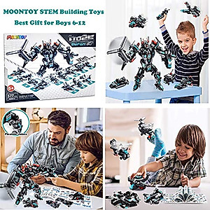 MOONTOY 577PCS STEM Robot Building Toys Set 25-in-1 Engineering Kit Building Blocks Bricks Construction Vehicles Educational Christmas Birthday Gifts for Kids Boys Girls 5 6 7 8 9 10 11 12+ Year Old