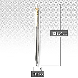Parker Jotter Gel Pen, Stainless Steel with Gold Trim, Medium Point, Black Ink