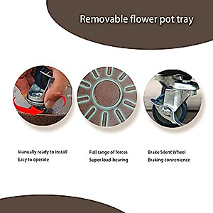 MYBAQ,Plant Tray with Wheels,Plant Caddy with Wheels Heavy Duty,Plant Rollers for Outdoor Plants,Plant Caddy,Plant Roller Base,Brown,Suitable for Homes, Gardens and Public Spaces