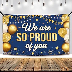 KatchOn, Blue We are So Proud of You Banner - XtraLarge, 72x44 Inch | Graduation Banner, Congratulations Decorations | Graduation Backdrop 2024, Graduation Decorations Class of 2024 Blue and Gold