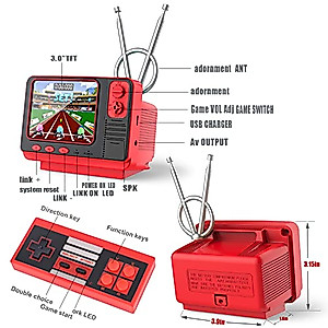 Retro Video Games Console for Kids Adults Built-in 308 Classic Electronic Game 3.0'' Screen Mini TV Games Console Support TV Output and USB Charging Birthday Xmas Gift for Boys Girl 4-12 (Red)