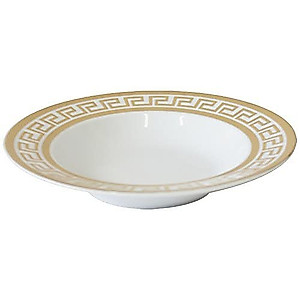 Euro Porcelain Vintage Gold 20 piece Dinnerware Dish Serving Set 'Greek Key Gold' - HQ Fine China Tableware Service for 4