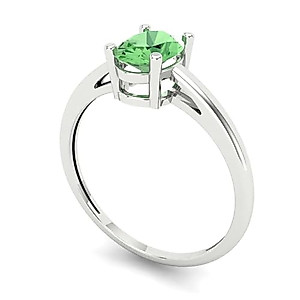 Clara Pucci 1.0 ct Oval Cut Solitaire Green Simulated Diamond Engagement Bridal Promise Anniversary Ring 18K White Gold Size 5.25