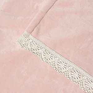 Best Home Fashion Lace Trim Throw - 58" W x 60" L - Dustypink
