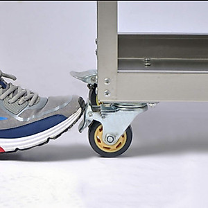 YGCBL Multifunction Portable Hand Trucks,Trolleytool Trolley Cart Stainless Steel Multifunction Organizer Silver Service Trolley, Bearing 100Kg, 2 Styles,A-700X350X800Mm