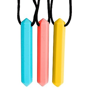 Tilcare Chew Chew Pencil Sensory Necklace 3 Set - Best for Kids or Adults That Like Biting or Have Autism – Perfectly Textured Silicone Chewy Toys - Chewing Pendant for Boys & Girls - Chew Necklaces