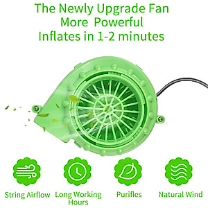 Wittocs Costume Fan Green Mini Blower Fan for Dinosaur Inflatable Costume Blow up Costumes Fan Halloween Christmas Cosplay Inflatable St Patricks Day Costume Clothing Suits