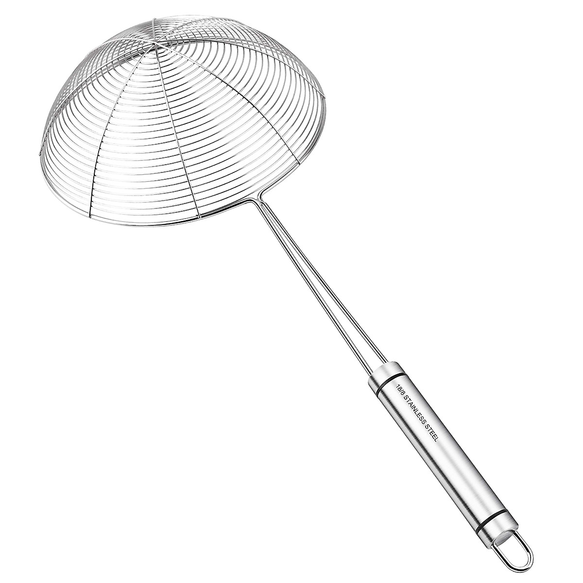 RJ Legend Stainless Steel Kitchen Accessory Utensils Set - Spider Wired Pasta & Noodle Spoon, Fine Mesh Strainer for Cooking, Anti-Grease Fry Away Ladle, Solidifier Pot, Fat Separator, 7 - Inches