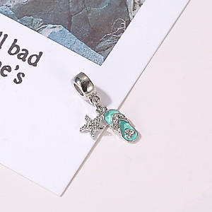 Lifequeen Beach Charms Starfish Flip Flop Sliper Dangle Birthstone Birthday Charm Beads for Bracelets (Starfish Flip Flop Shoe)