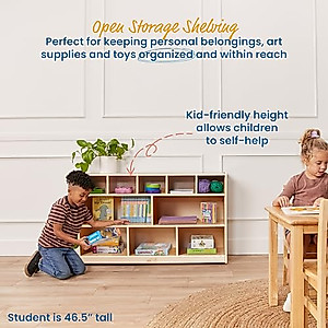 ECR4Kids 5+5 Mobile Storage and Tray Cabinet, Classroom Furniture, Natural