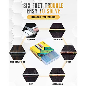 Baroque Fret Erasers for Guitar, Fret Polishing Cleaner, Frets Polish Tools Kit, Clean Fret Wire/String/Metal, Set of 3 (180& 400& 1000 Grit)