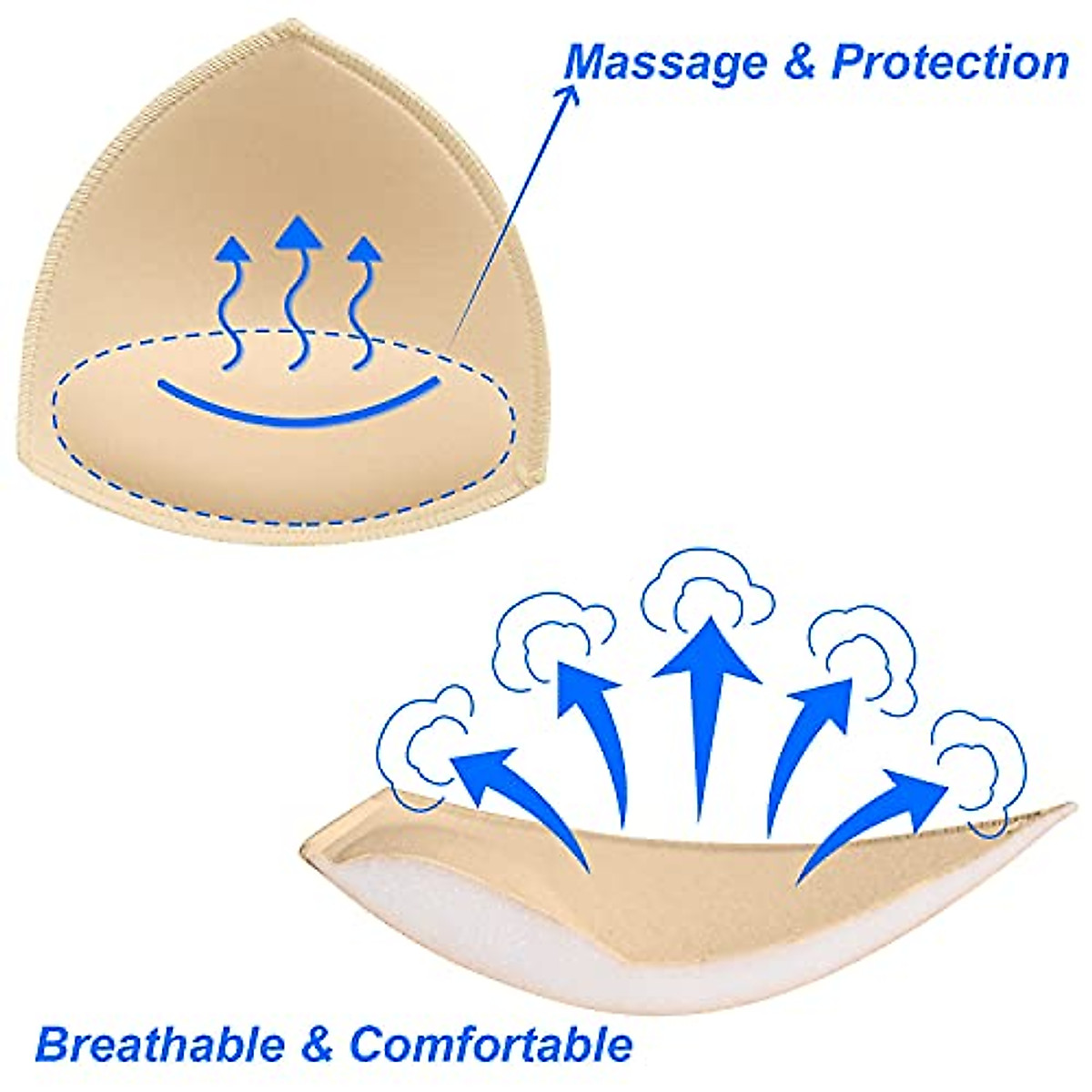 FANMAOUS 5 pairs Women's Triangle Bra Pads Inserts Removable Push Up Sports Bra Cups Replacements For Bikini Top Swimsuit (5 pairs beige C/D)