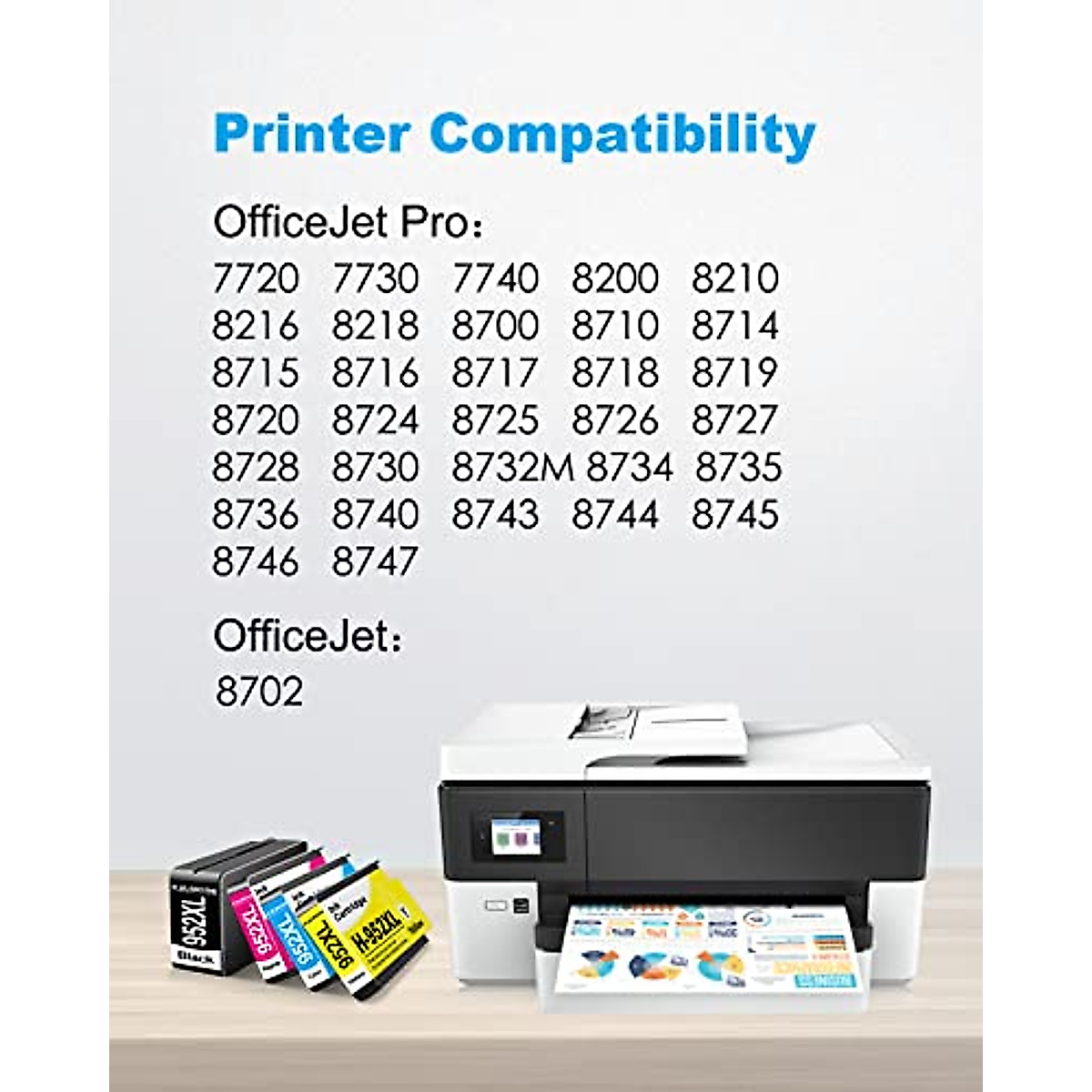 KALOKING Remanufactured Ink Cartridges Replacement for HP 952XL 952 XL for HP OfficeJet 8710 8720 7740 8715 8740 8210 Printer (1 Black, 1 Cyan, 1 Magenta, 1 Yellow, 4Pack)