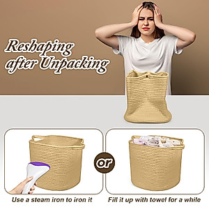 GLCON Cotton Rope Baskets for Organizing - 2 Pack Cube Storage Bins - Woven Basket for Storage - Square Toy Organizer Bins - Storage Cubes for Shelves, Closet - Baby Nursery Bin