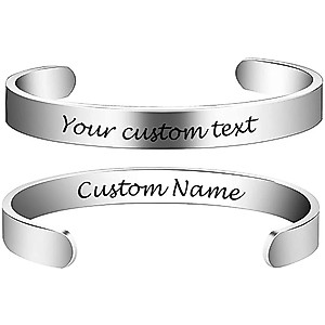Enni of York Custom Bracelets for Men Women Valentine Cuff Engraving Name,Gift Adjustable Bangle