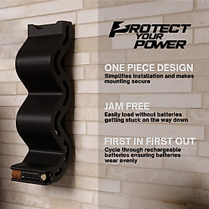 Protect Your Power - AA & AAA Battery Chute Combo, Wall Mount Battery Organizer/Battery Dispenser - Black (Combo Pack)