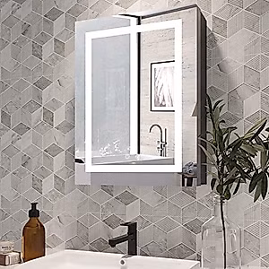 LIGMIRR 26×20 Inch Bathroom Medicine Cabinet with Lights, LED Medicine Cabinet with Mirror, Recessed or Surface Lighted Medicine Cabinet with Defogger, Right Door