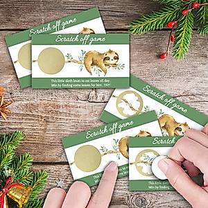 REWIDPARTY Sloth Baby Shower Scratch Off Game Cards（32 PCS） Sloth Baby Games Raffle Cards Wedding Bridal Shower Gift Certificate Scratch Off Cards Family Holiday Games Supplies for Kids Adults