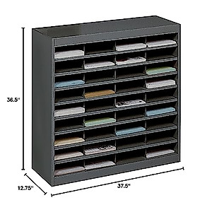 Safco Products 9221BLR Paper & Literature Organizer Classroom Mailbox & Cubby 36 Compartment, Commercial-Grade Steel Construction Warehouse, Office, Mailrooms, Classrooms. Black Powder Coat Finish