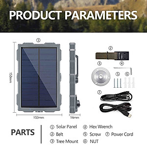 HUDAKWA Trail Camera Solar Panel DC6V 1.5A Built-in Li-ion Battery Solar Power IP56 Waterproof for Most Hunting Game Camera